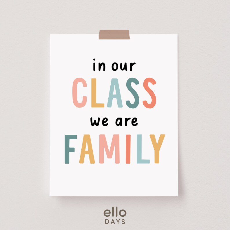 In Our Class We Are Family Wall Print Muted, Classroom Family Poster ...
