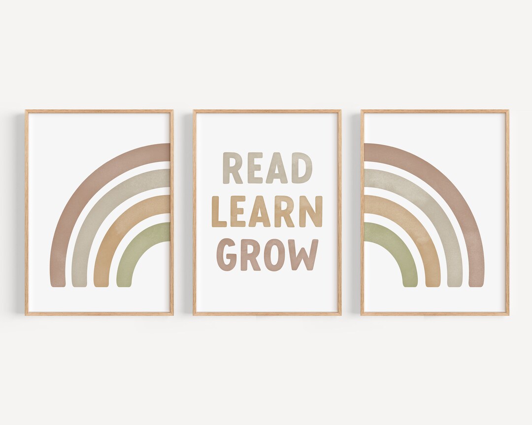 Split Rainbow & Read Learn Grow Printable Wall Art Poster Bundle ...