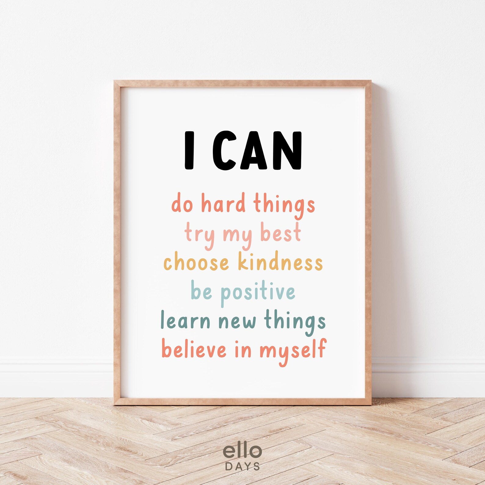 Words of Affirmations Poster, I Can Do Hard Things, Positive ...