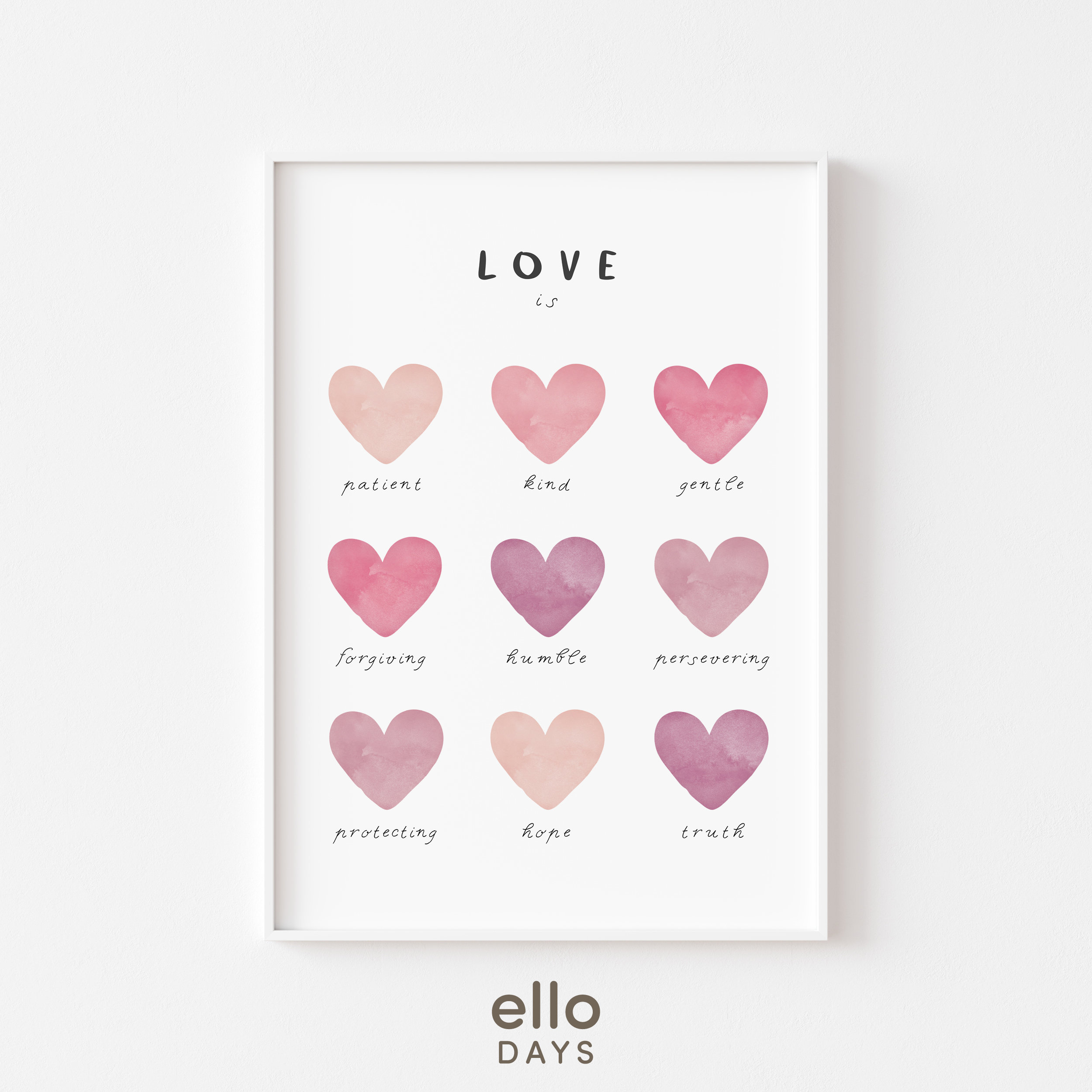 Love is Printable Wall Poster | Heart Watercolor Baby Nursery Decor ...