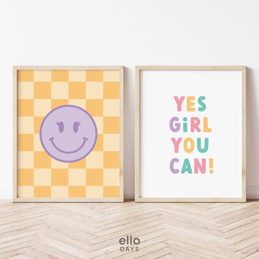 Girl Room Decor Prints, Smile Yes Girl Wall Art Poster Set, Girl ...