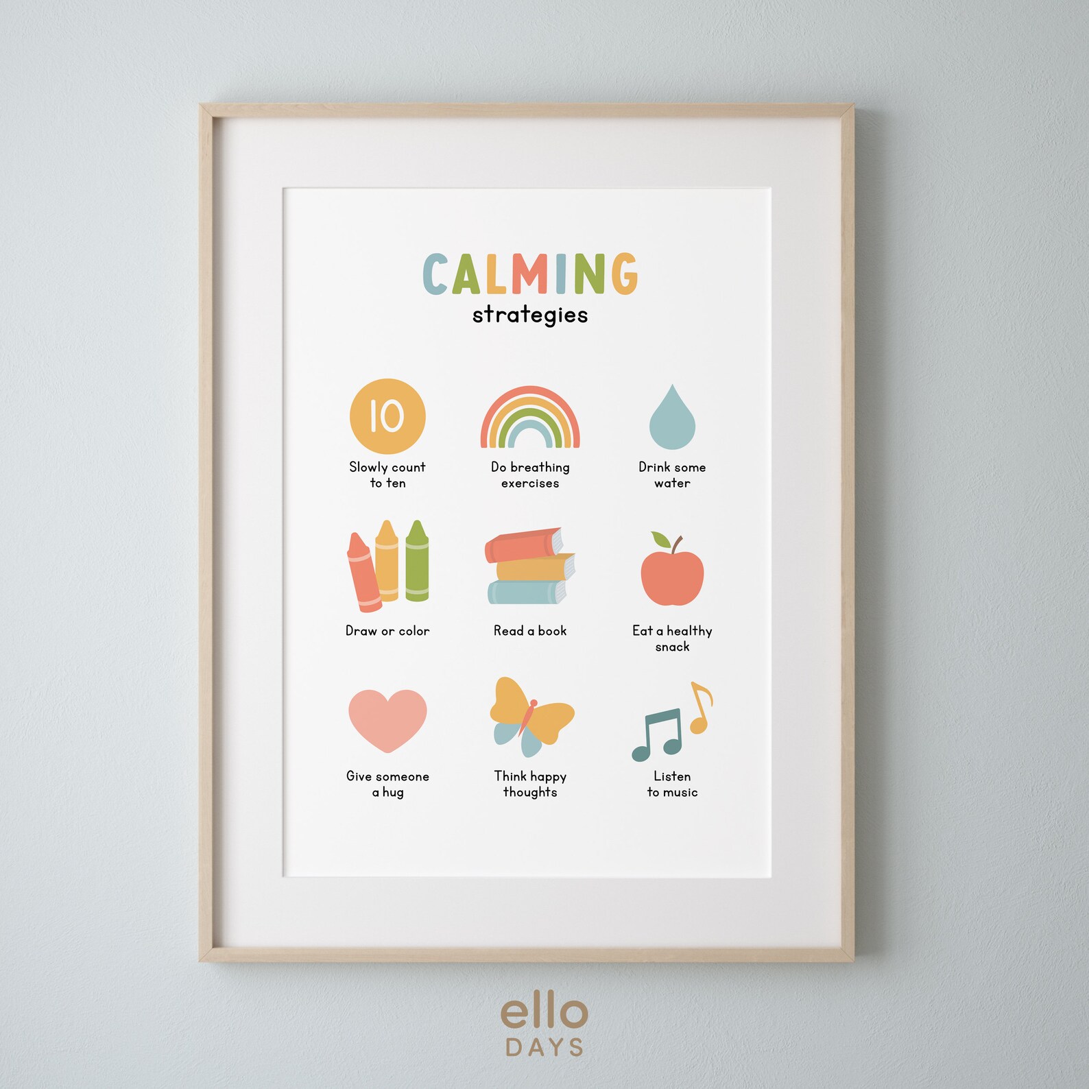 Calming Poster Set of 6, School Counselor Therapy Office Decor ...