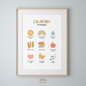 Calming Poster Set of 6, School Counselor Therapy Office Decor ...
