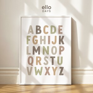 Neutral Alphabet Printable Wall Art Poster | Educational ABC Poster ...