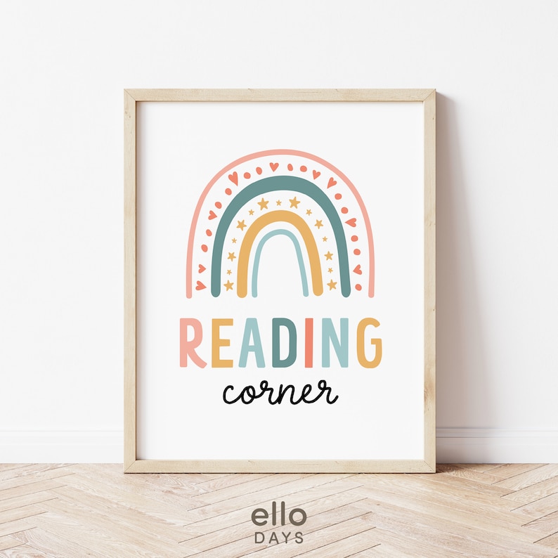 Reading Corner Kids Wall Art Decor Poster Set of 6 Bundle, Classroom ...