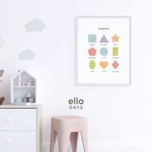 Rainbow Shapes Wall Art Print | Educational Learning Poster ...
