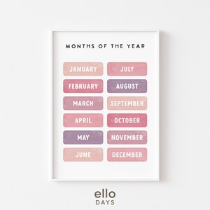 Calendar Chart for Classroom Decoration, Months of the Year Learning ...