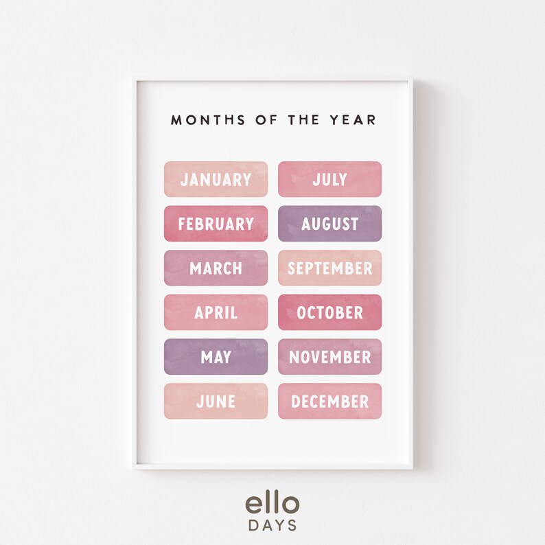 Calendar Chart for Classroom Decoration, Months of the Year Learning ...