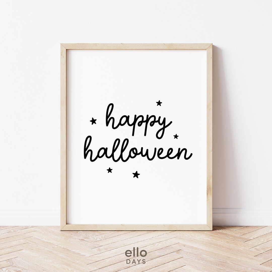 Happy Halloween Poster Print, Kids Halloween Wall Art Printable, Cute ...