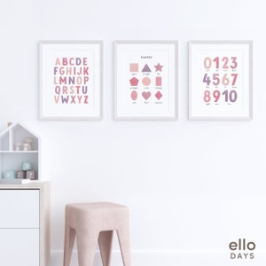 Pink Educational Poster Set of 6, Classroom Poster Bundle, Playroom ...