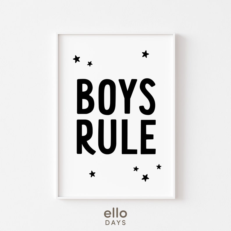 Boys Rule Wall Art Print, Boys Room Decoration Poster, Printable Wall ...