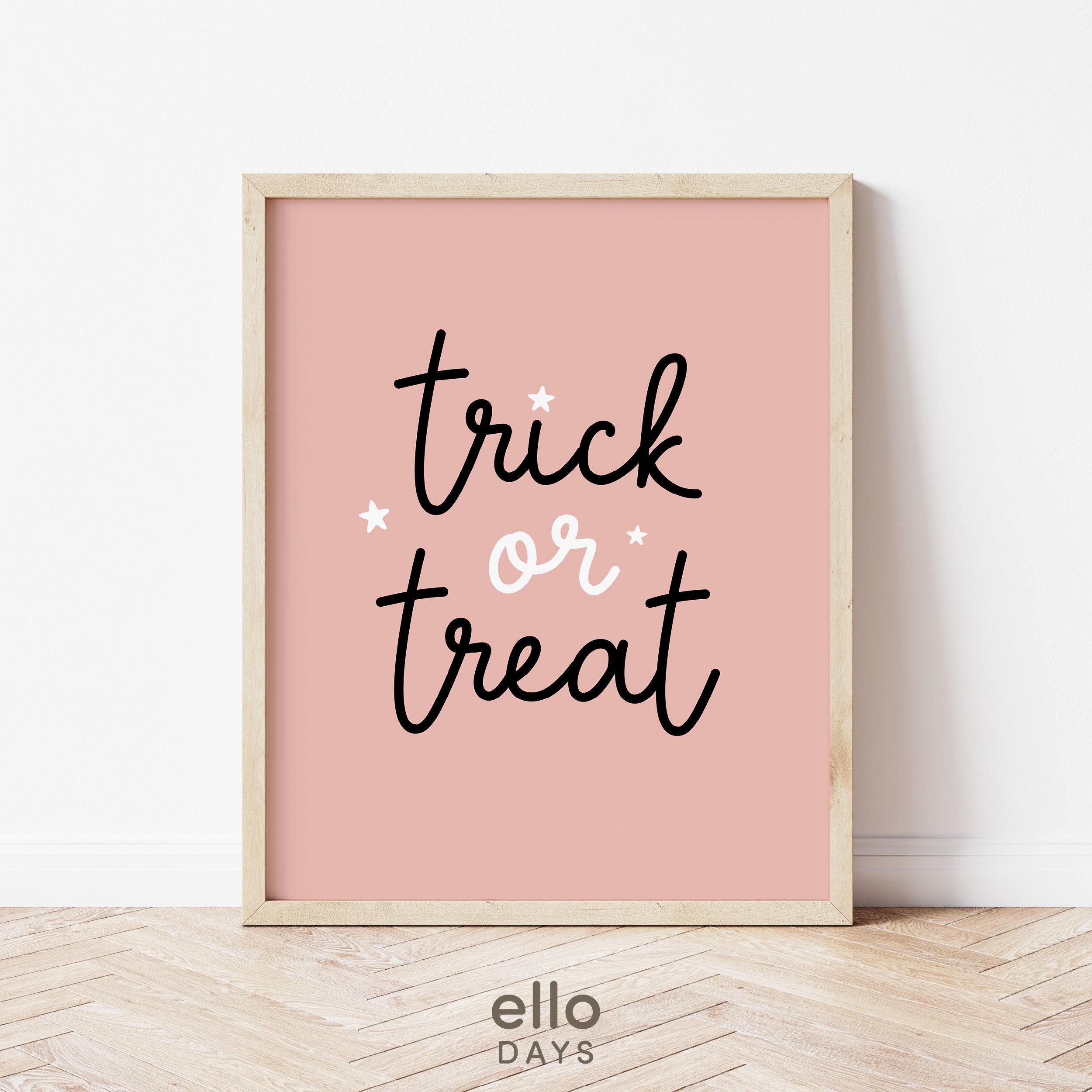 Pink Halloween Trick or Treat Printable Sign Halloween Wall - Etsy