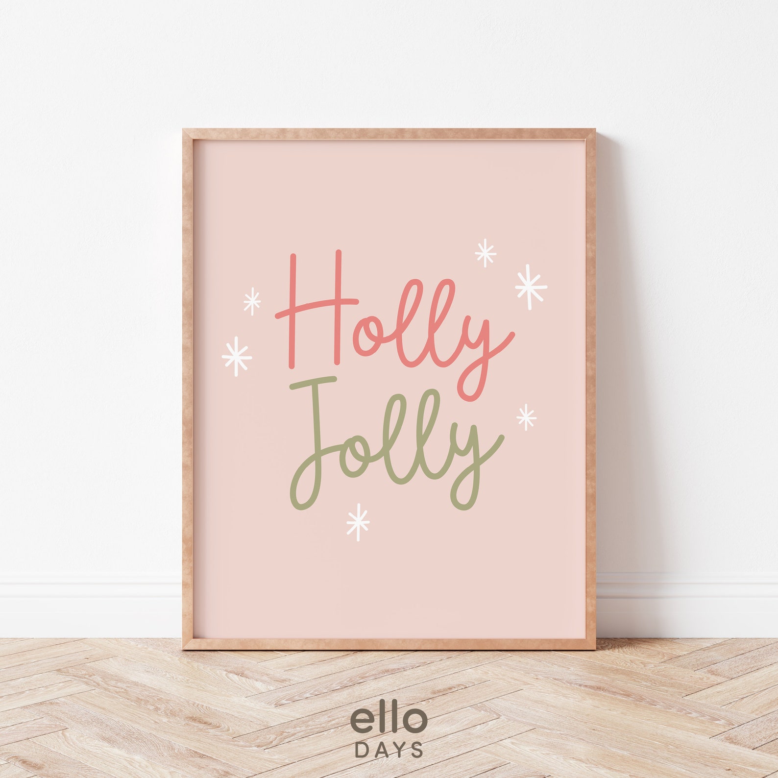 Holly Jolly Holiday Christmas Wall Art Printable | Festive Home Decor ...