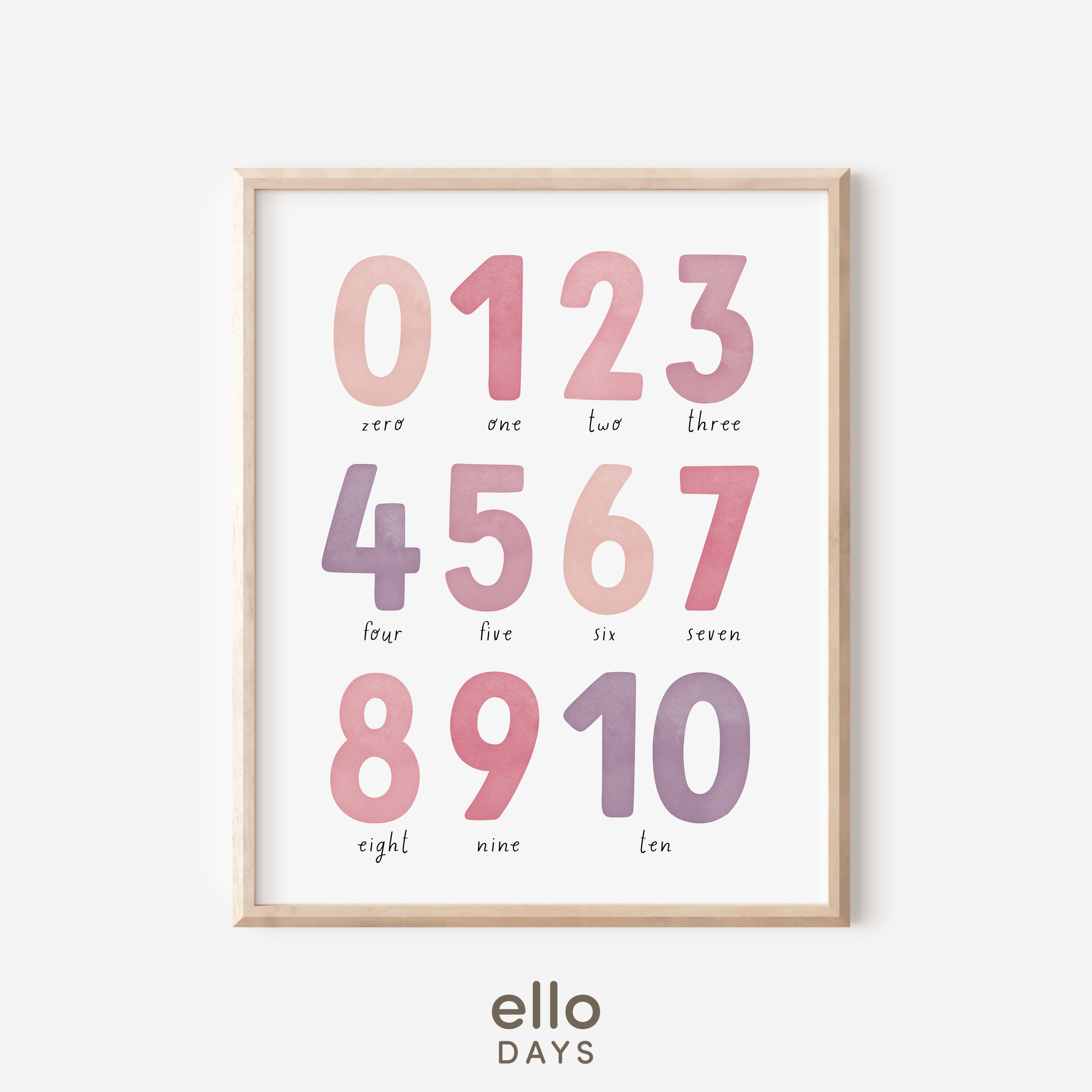 Rose Pink Numbers 1 – 10 Printable Wall Art Poster | Educational Poster ...
