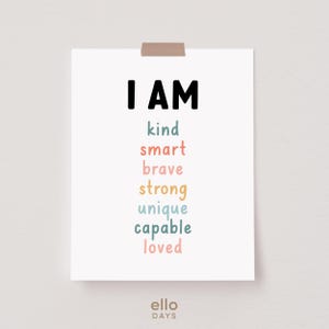 Daily Affirmations for Kids Wall Art, Words of Affirmations Poster, I ...