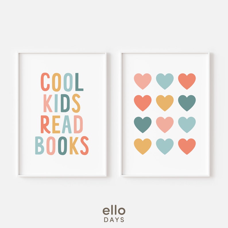 Reading Corner Kids Wall Art Decor Poster Set of 6 Bundle, Classroom ...