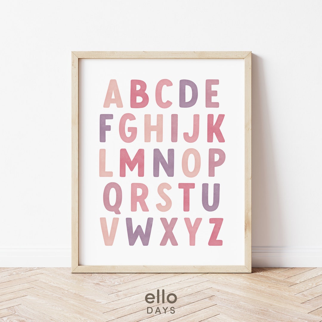 Rose Pink Alphabet Printable Wall Art Print | Educational ABC Poster ...