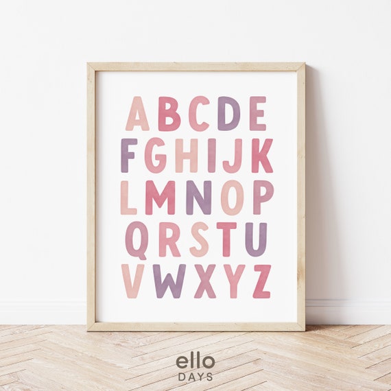 Rose Pink Alphabet Printable Wall Art Print Educational ABC - Etsy