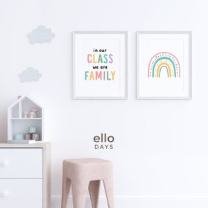 In Our Class We Are Family Rainbow Wall Print Bundle, PASTEL Colors ...