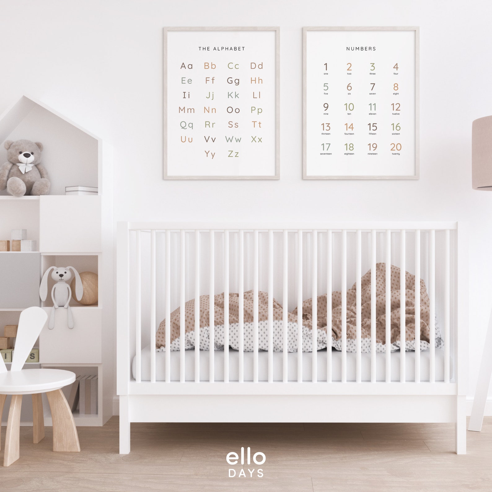 Earth Tones Alphabet Numbers Poster Bundle, Neutral Educational Poster ...