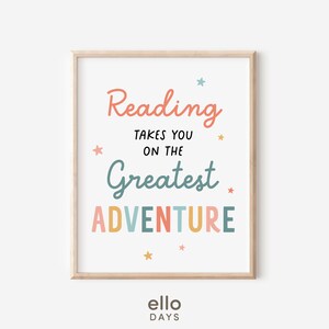 Reading Adventures Classroom Decoration Print, Reading Corner Wall Art ...