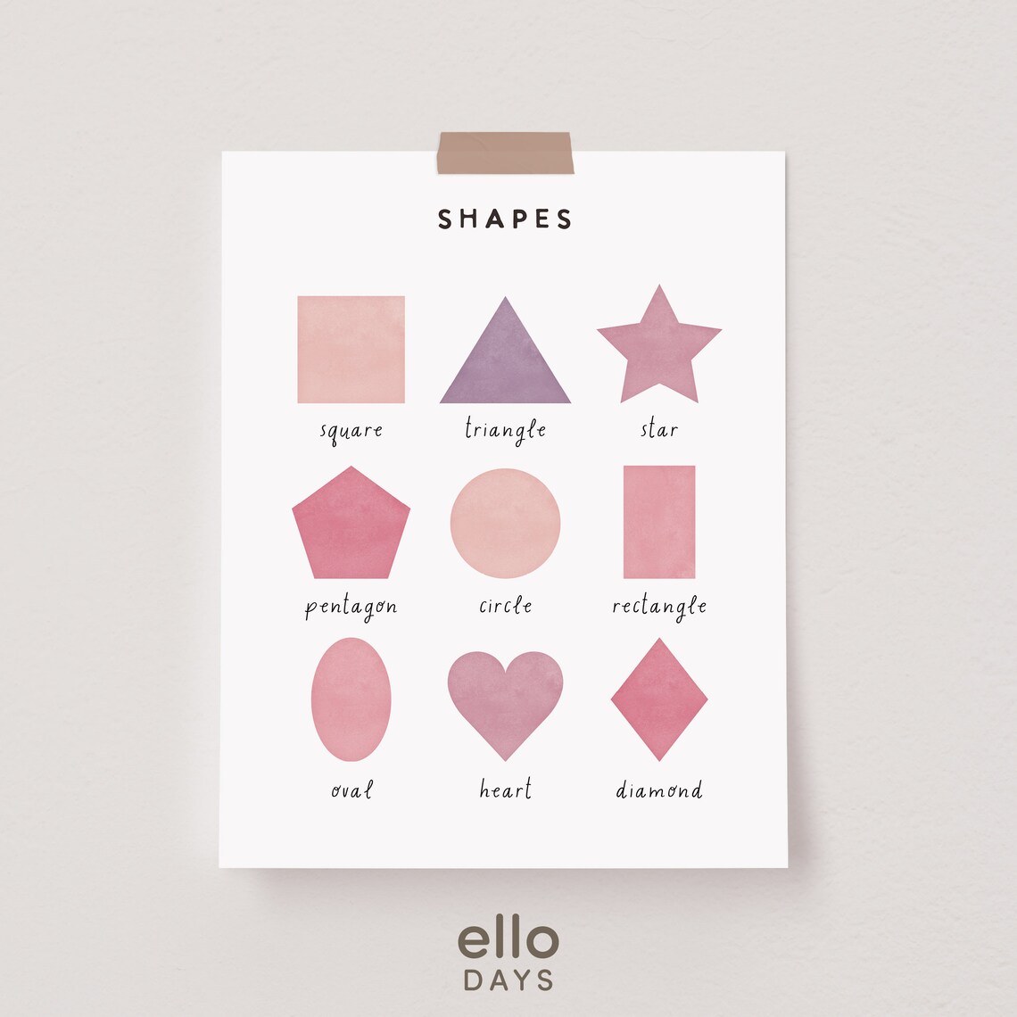 Alphabet Shapes Numbers 1-10 Printable Wall Art Bundle Pink - Etsy