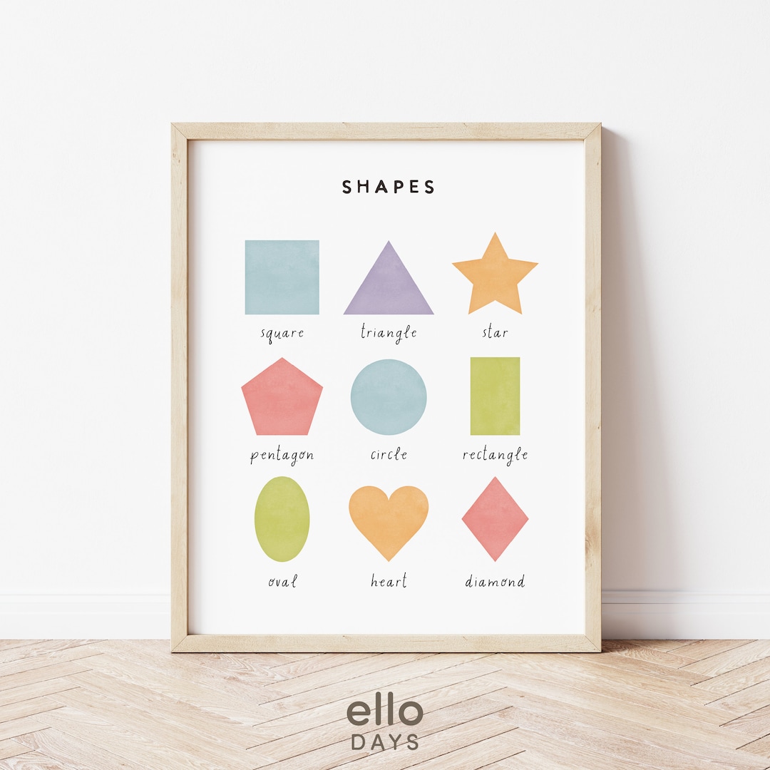 Rainbow Shapes Wall Art Print | Educational Learning Poster ...