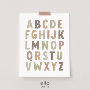 Neutral Alphabet Printable Wall Art Poster | Educational ABC Poster ...