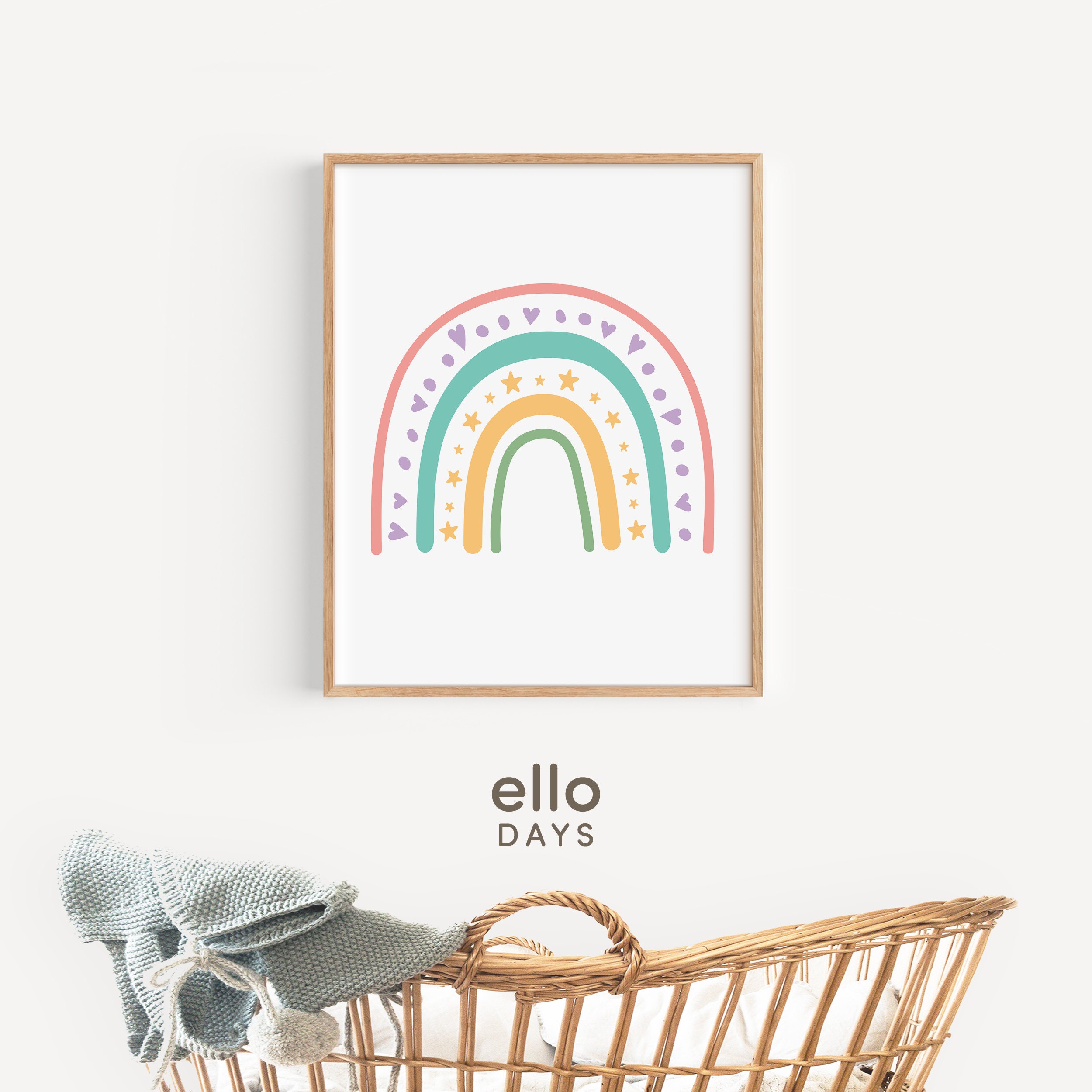 Boho Whimsical Rainbow Pastel Color Print, Rainbow Confetti Wall Art ...