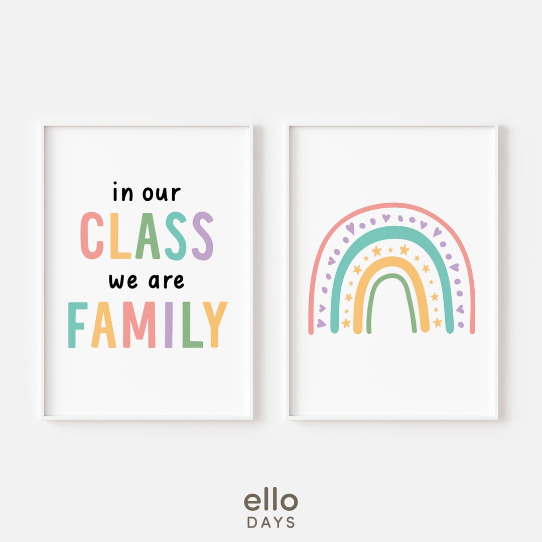 In Our Class We Are Family Rainbow Wall Print Bundle, PASTEL Colors ...