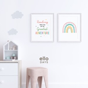 Rainbow Reading Corner Poster Bundle, Preschool Toddler Classroom Decor ...