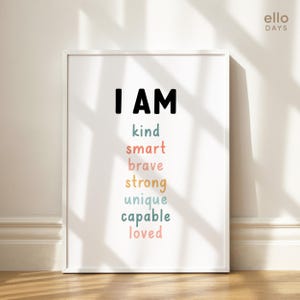 Daily Affirmations for Kids Wall Art, Words of Affirmations Poster, I ...