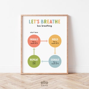 Breathing Poster, Box Breathing Chart, Emotions Grounding Technique ...