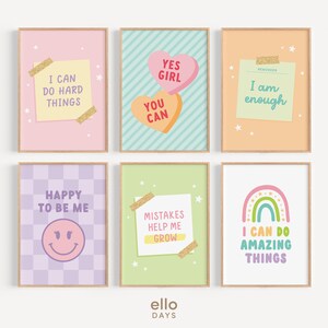 Positive Affirmations Girl Room Decor Motivational Posters Gallery Wall ...