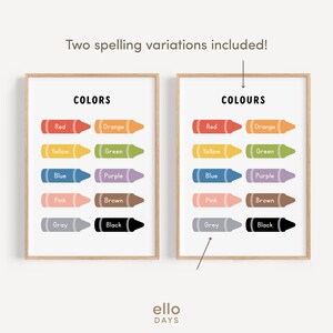 Colors Educational Poster, Toddler Learning Wall Art, Preschool ...
