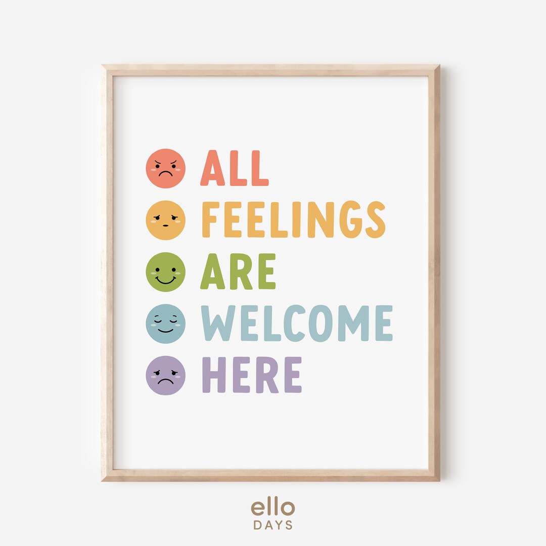 All Feelings Welcome Here Poster, School Counselor Therapy Office Decor ...