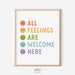 All Feelings Welcome Here Poster, School Counselor Therapy Office Decor ...