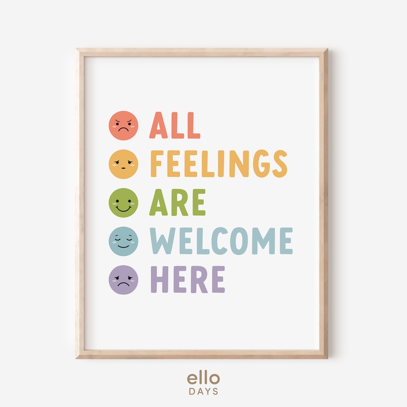 All Feelings Welcome Here Poster, School Counselor Therapy Office Decor ...