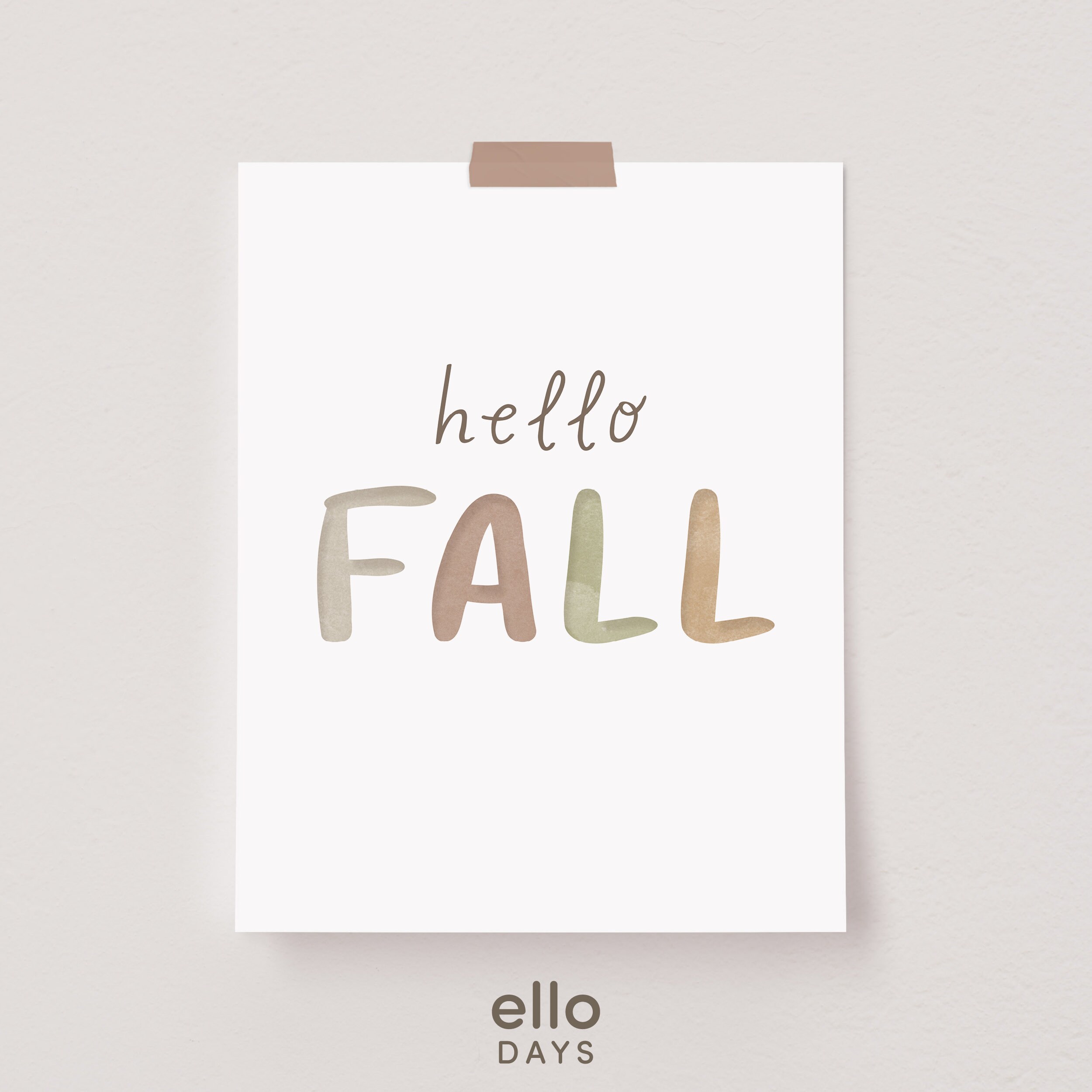 Hello Fall Kids Printable Wall Art Poster | Fall Season Wall Decor ...