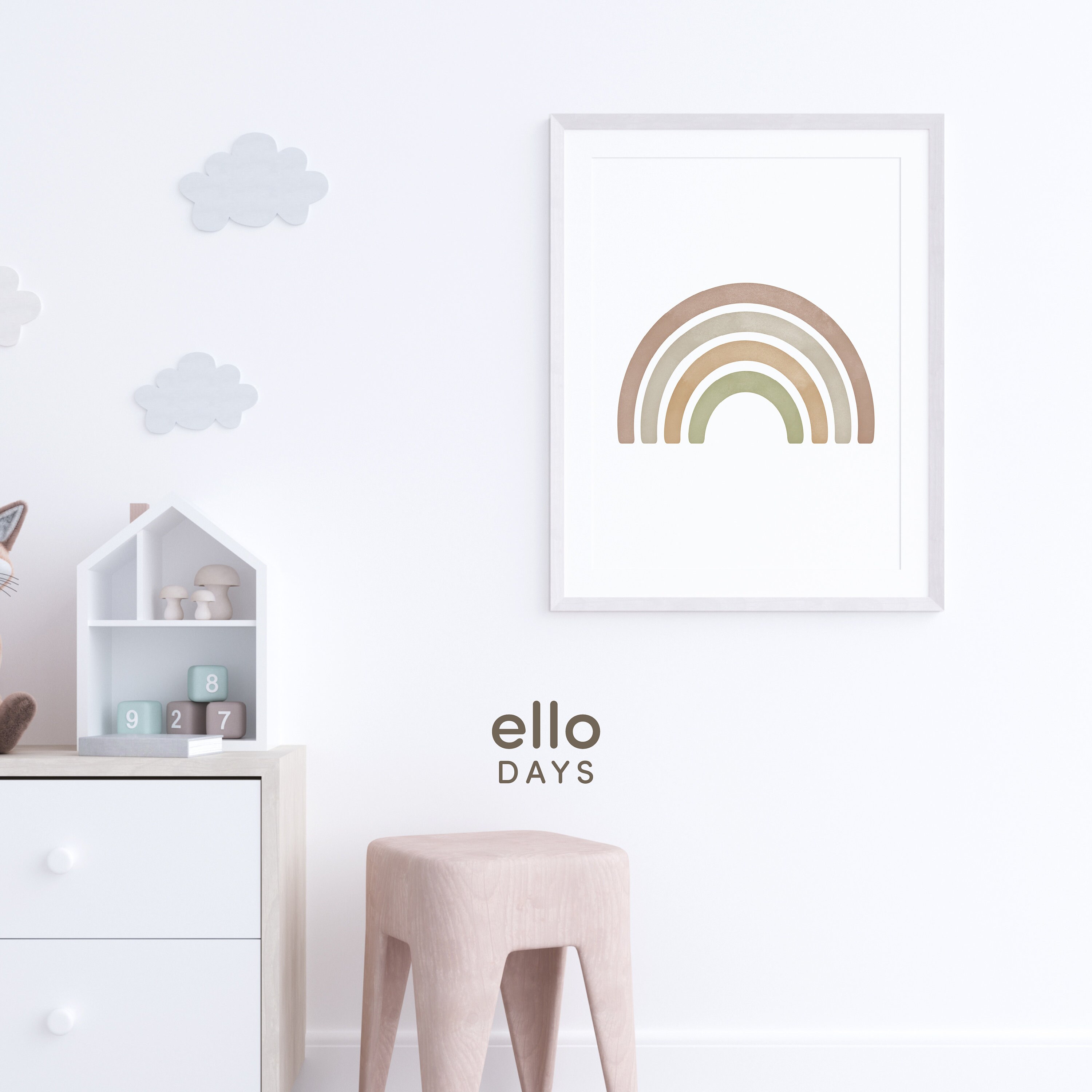 Rainbow Watercolor Printable Wall Art Poster | Neutral Baby Nursery ...