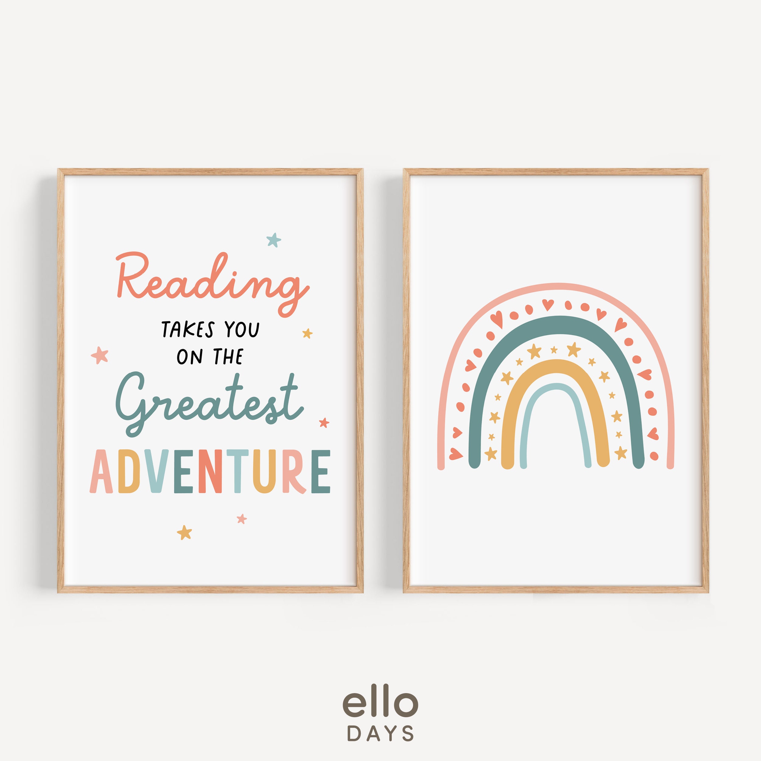 Reading Adventures Rainbow Wall Poster Set, Classroom Reading Corner ...