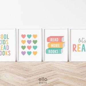 Playroom Reading Poster Bundle Set of 4, Reading Corner Wall Prints ...