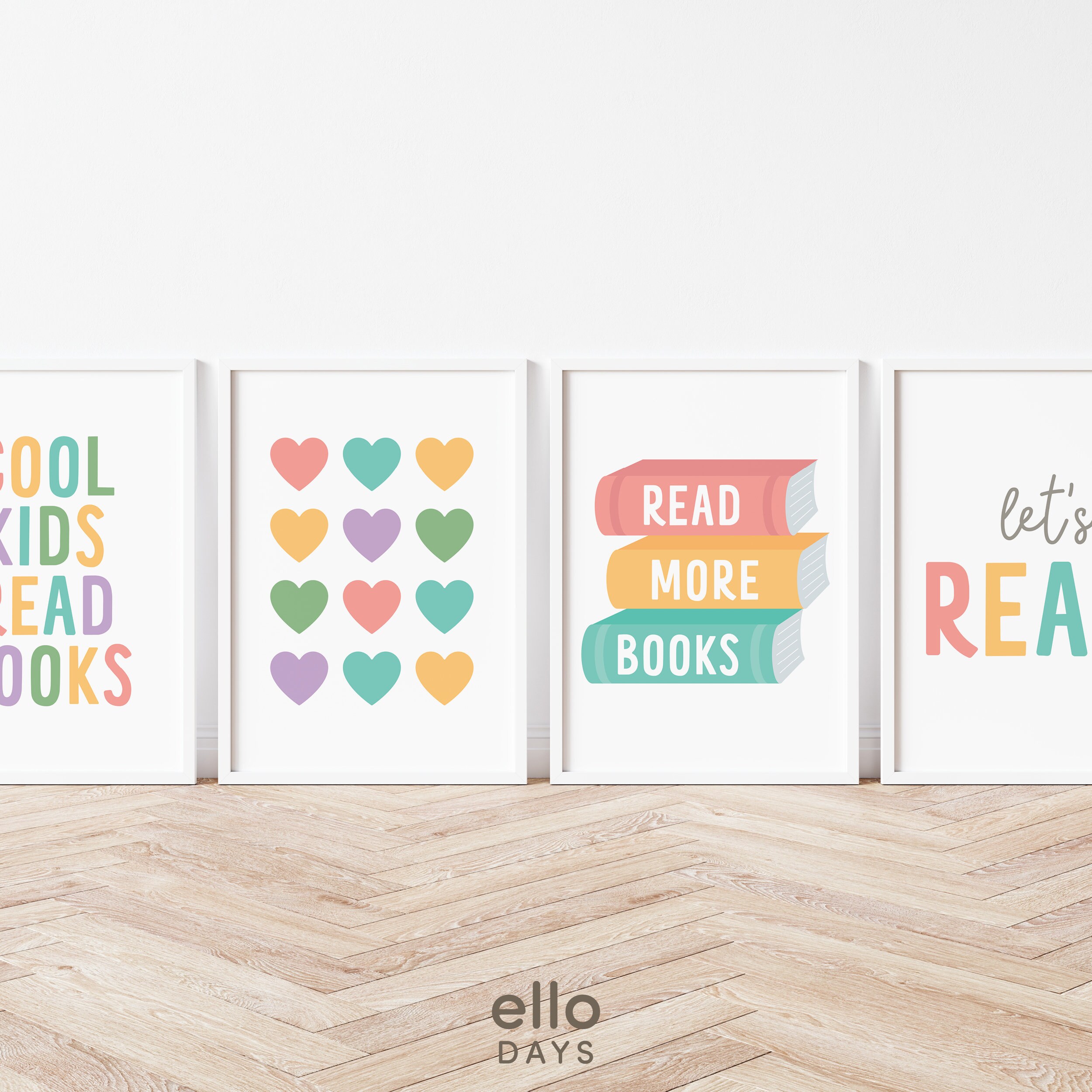 Playroom Reading Poster Bundle Set of 4, Reading Corner Wall Prints ...
