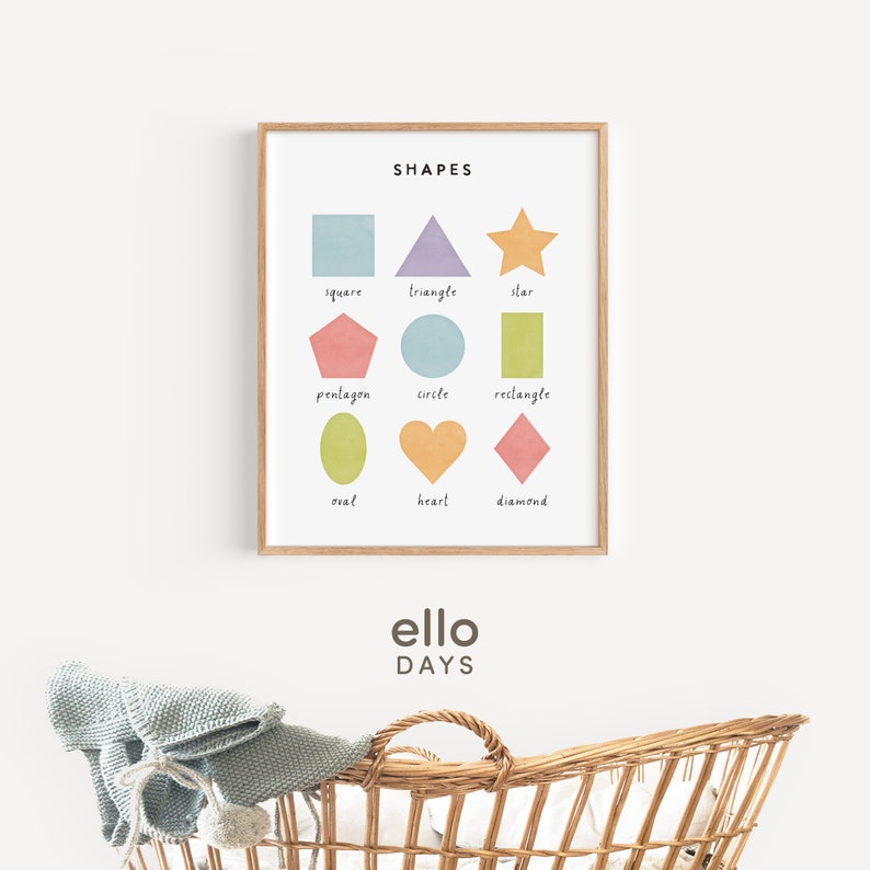 Rainbow Shapes Wall Art Print | Educational Learning Poster ...