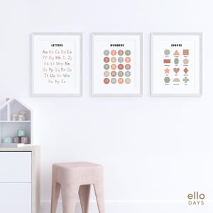 Neutral Educational Posters, 6 Boho Playroom Homeschool Prints ...