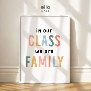 In Our Class We Are Family Rainbow Wall Print Bundle, Muted Colors ...