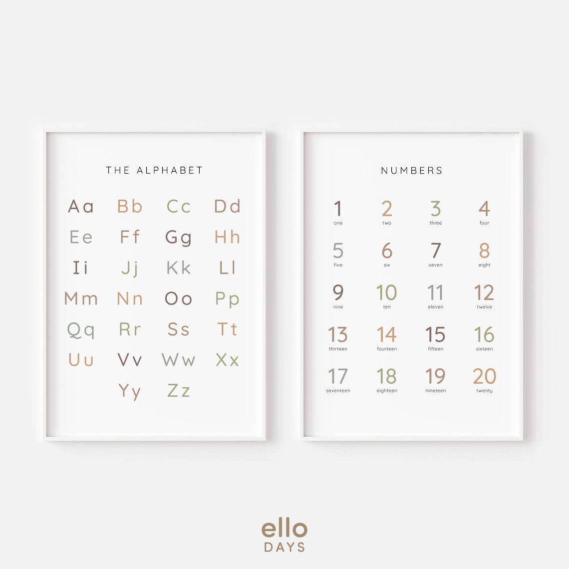 Earth Tones Alphabet Numbers Poster Bundle, Neutral Educational Poster ...
