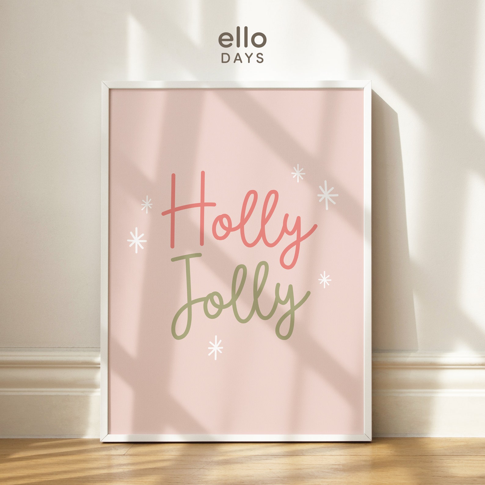 Holly Jolly Holiday Christmas Wall Art Printable | Festive Home Decor ...