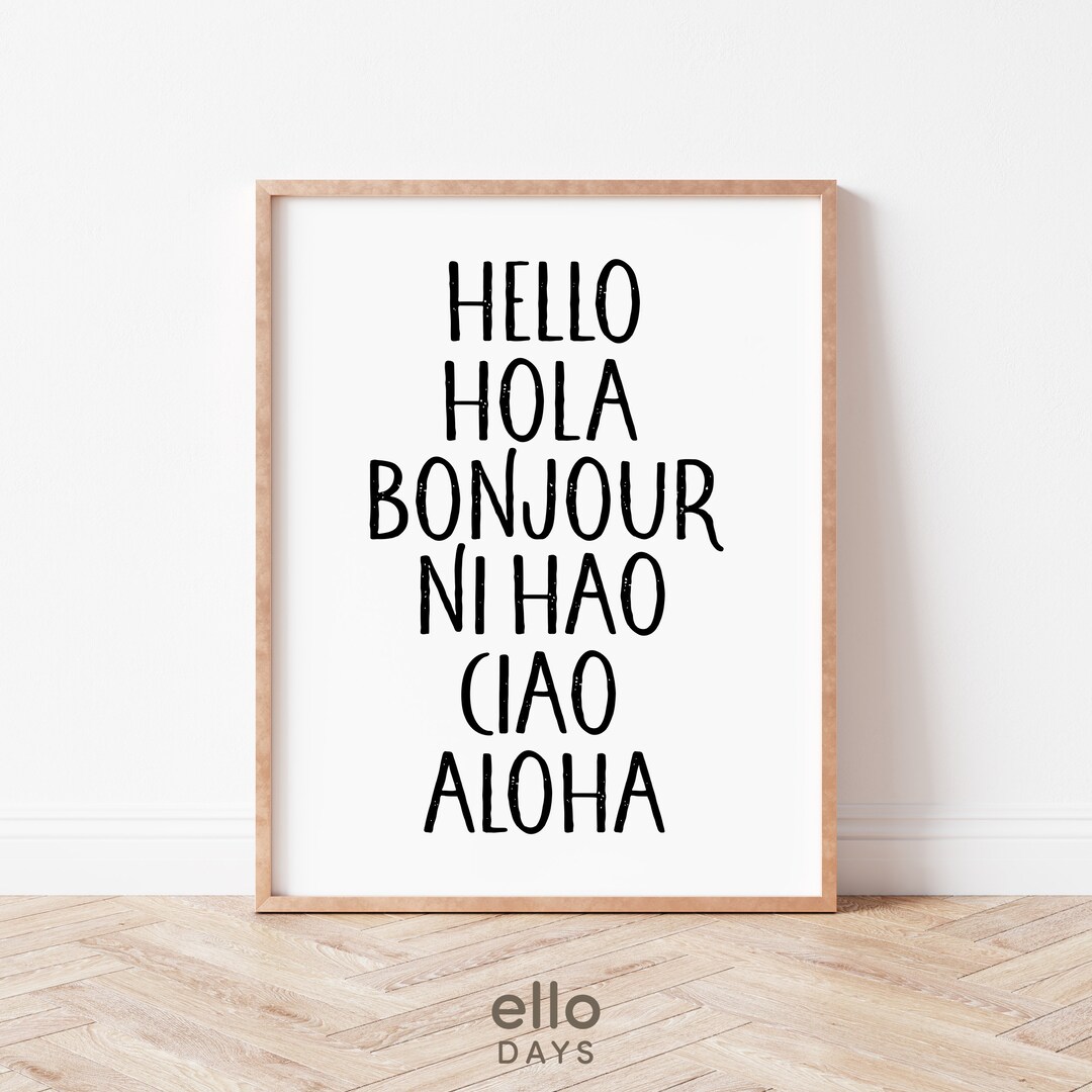 Hello World Languages Sign, Storefront Poster, Multilingual Greeting ...