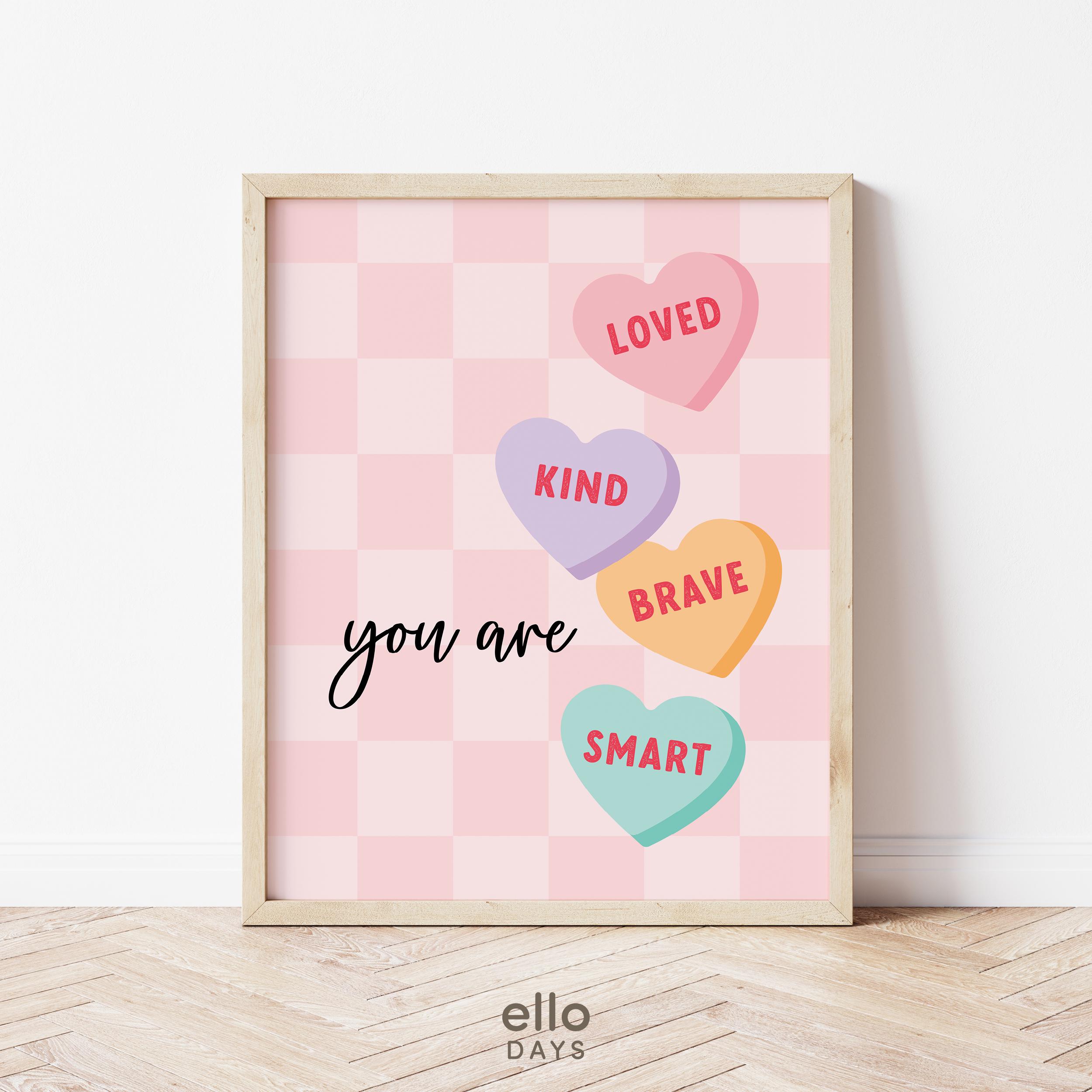 Valentine Positive Affirmations Wall Art, Pink Valentine Decor Print ...
